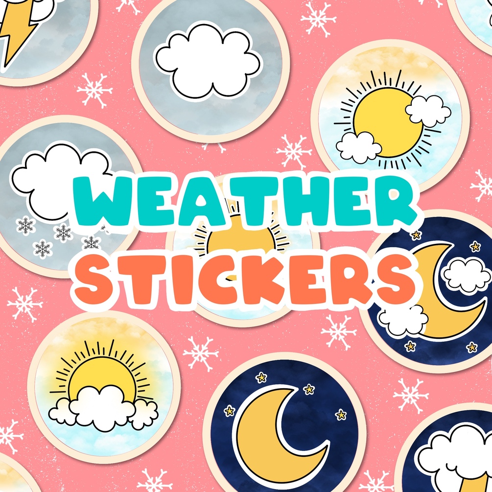 Weather Round Digital Stickers