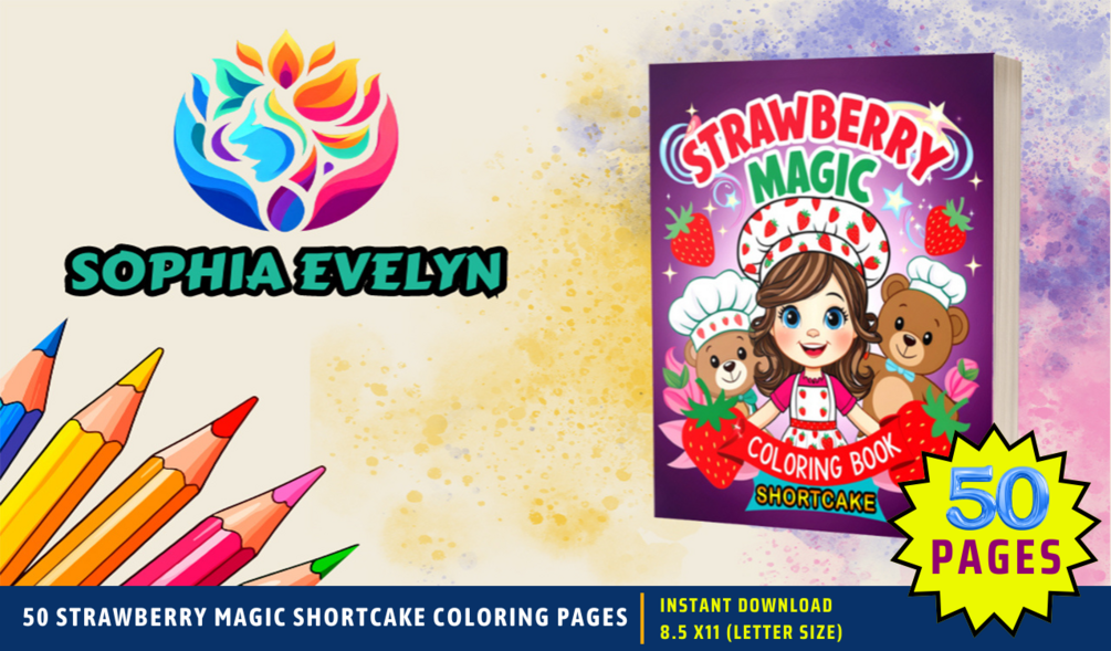 Strawberry Magic Shortcake Coloring Pages. 50 Delightful Pages of Joyful Moments and Playful ...