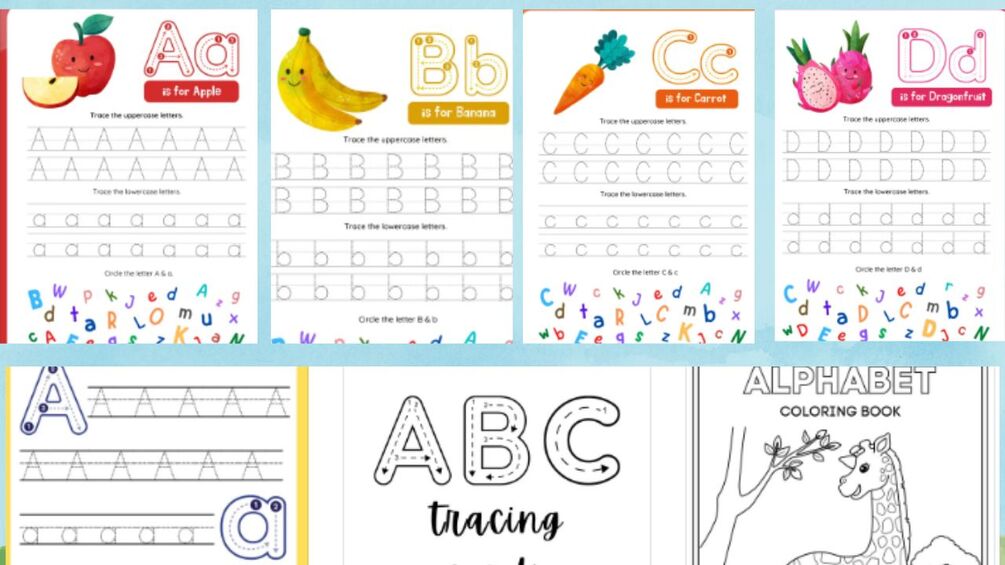 Preschool Alphabet Workbook in Colorful Illustration Style
