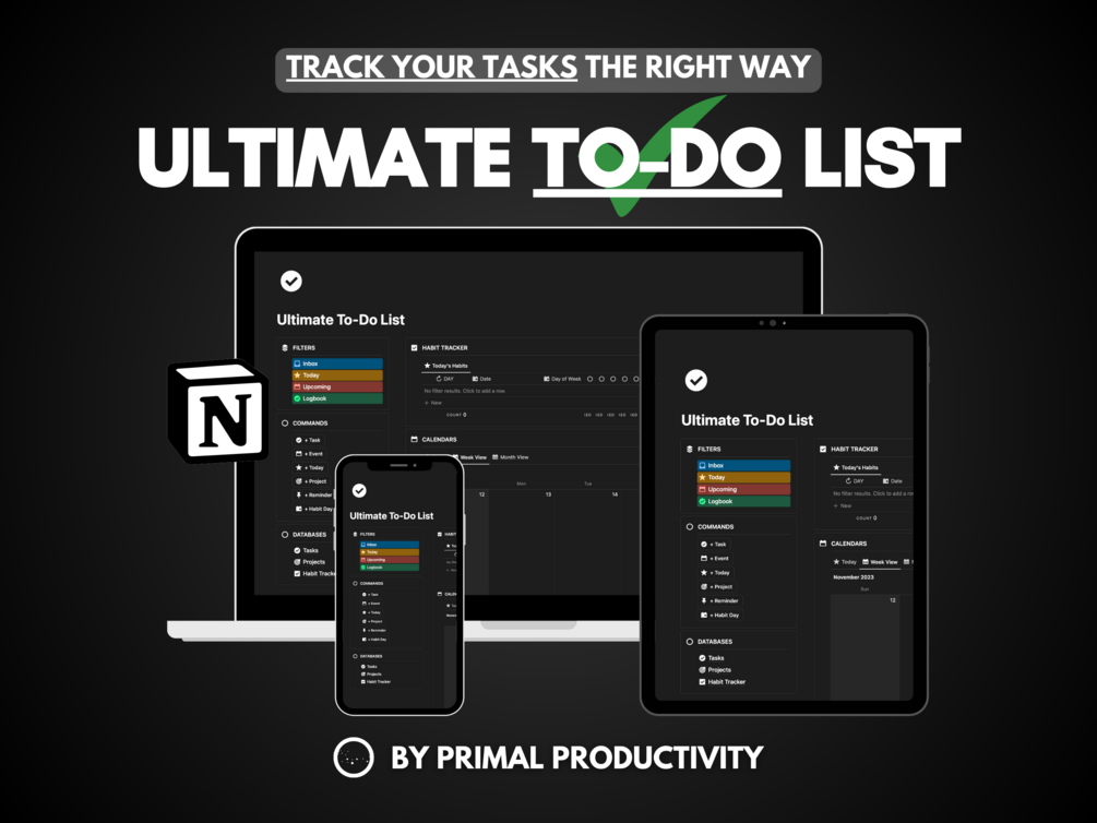 Ultimate To-Do List Dashboard Notion Template