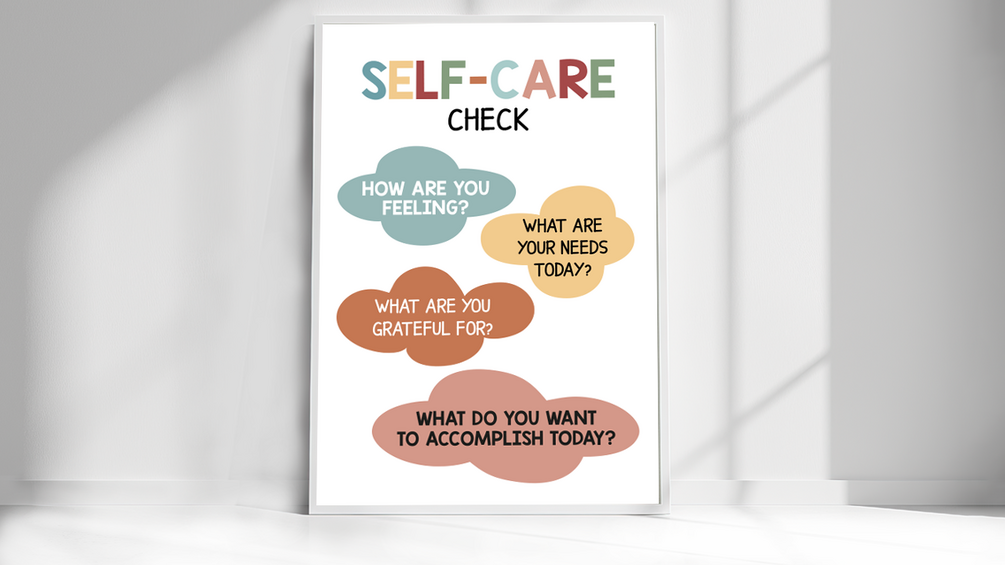 Self-Care Check. Poster to Grow and Learn