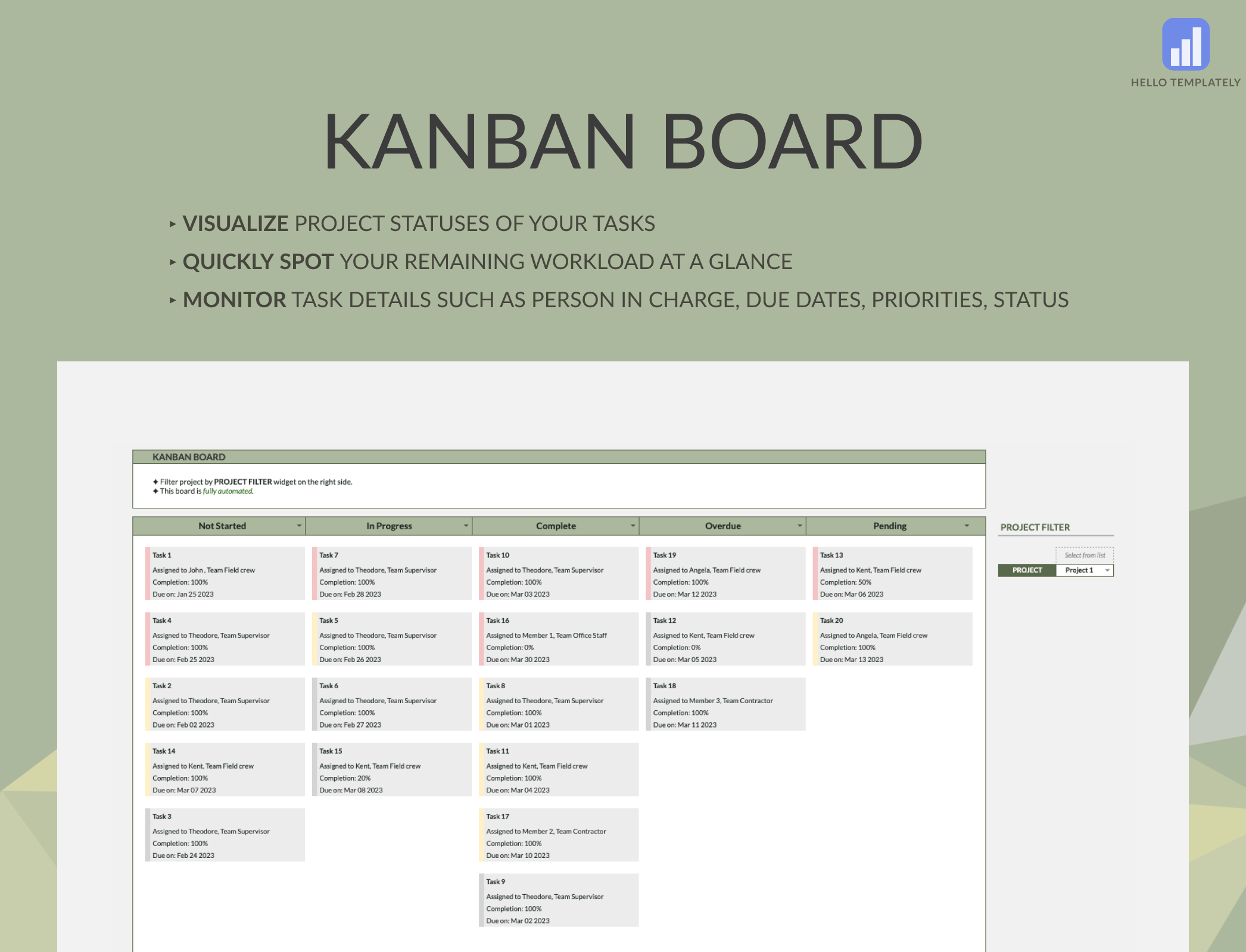 Project Kanban Board Template | EXCEL, Google Sheets