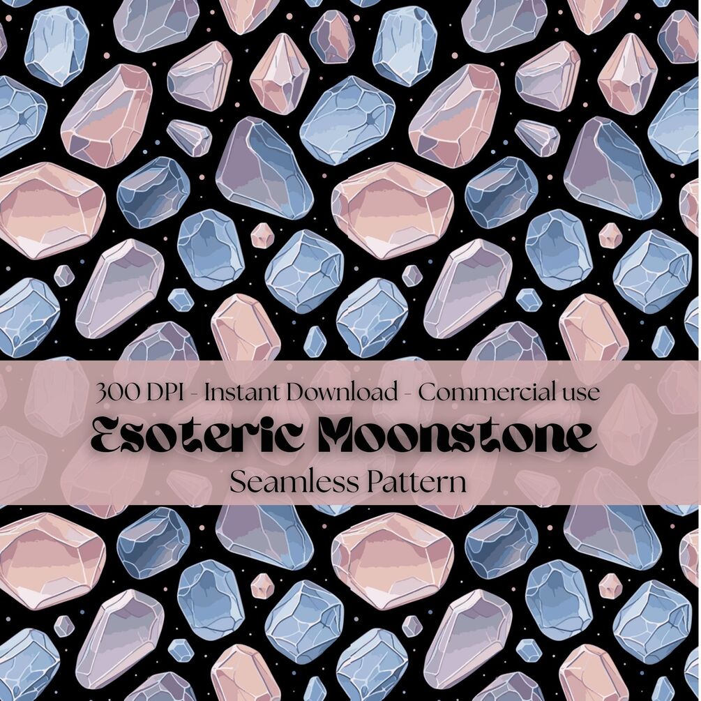 Pastel Esoteric Moonstones – Seamless Pattern – Commercial Use PNG