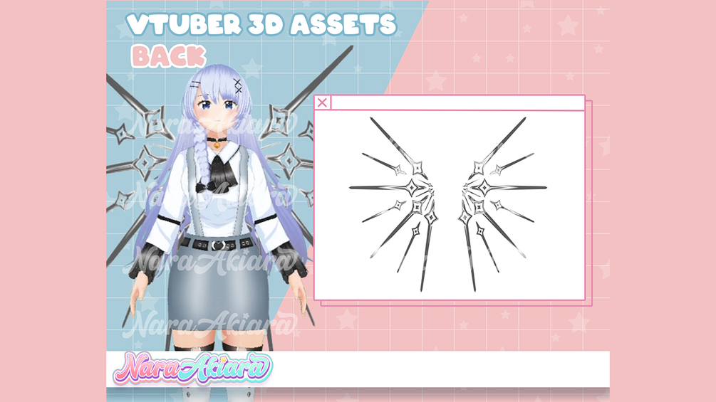 3D Vtuber Assets Angel Sword Wings vroid commission, 3D assets ready to ...