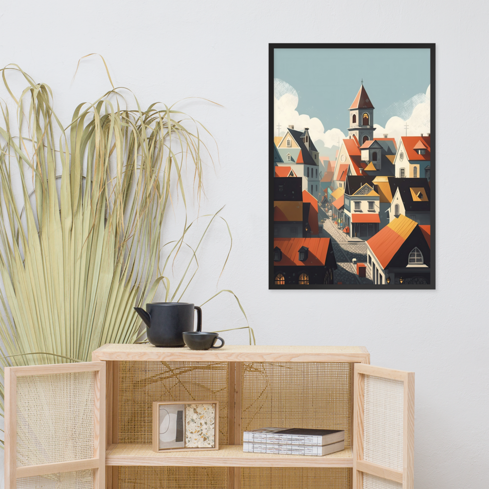Nordic Dreams - Scandinavian Townscape Art (Framed Print)