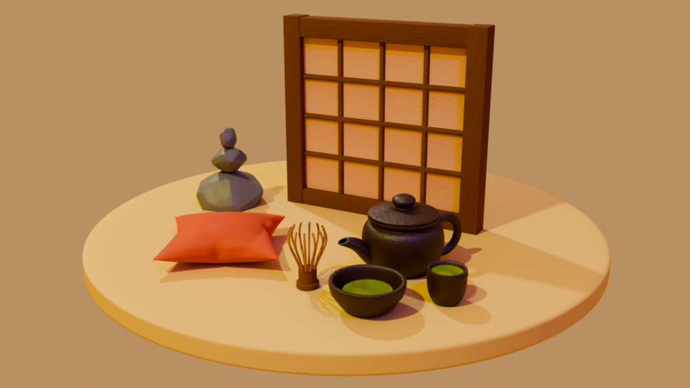 Japanese tea time - Free Assets Pack (Blender & fbx)