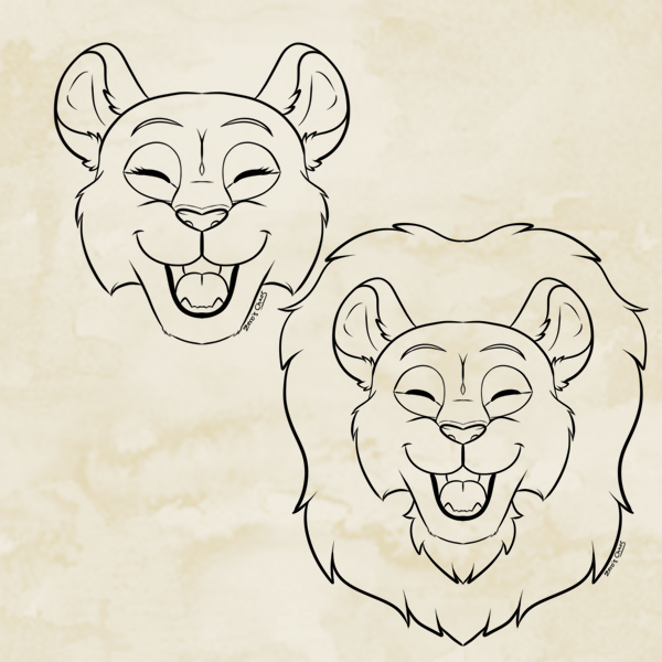 Lion Heads Lineart