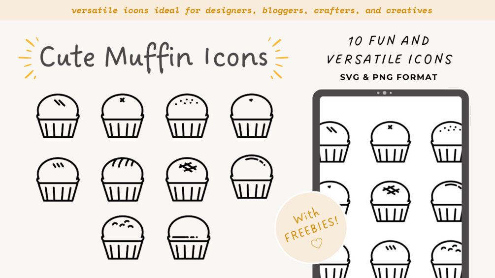 Cute Muffin Icon Set (Outlined version)