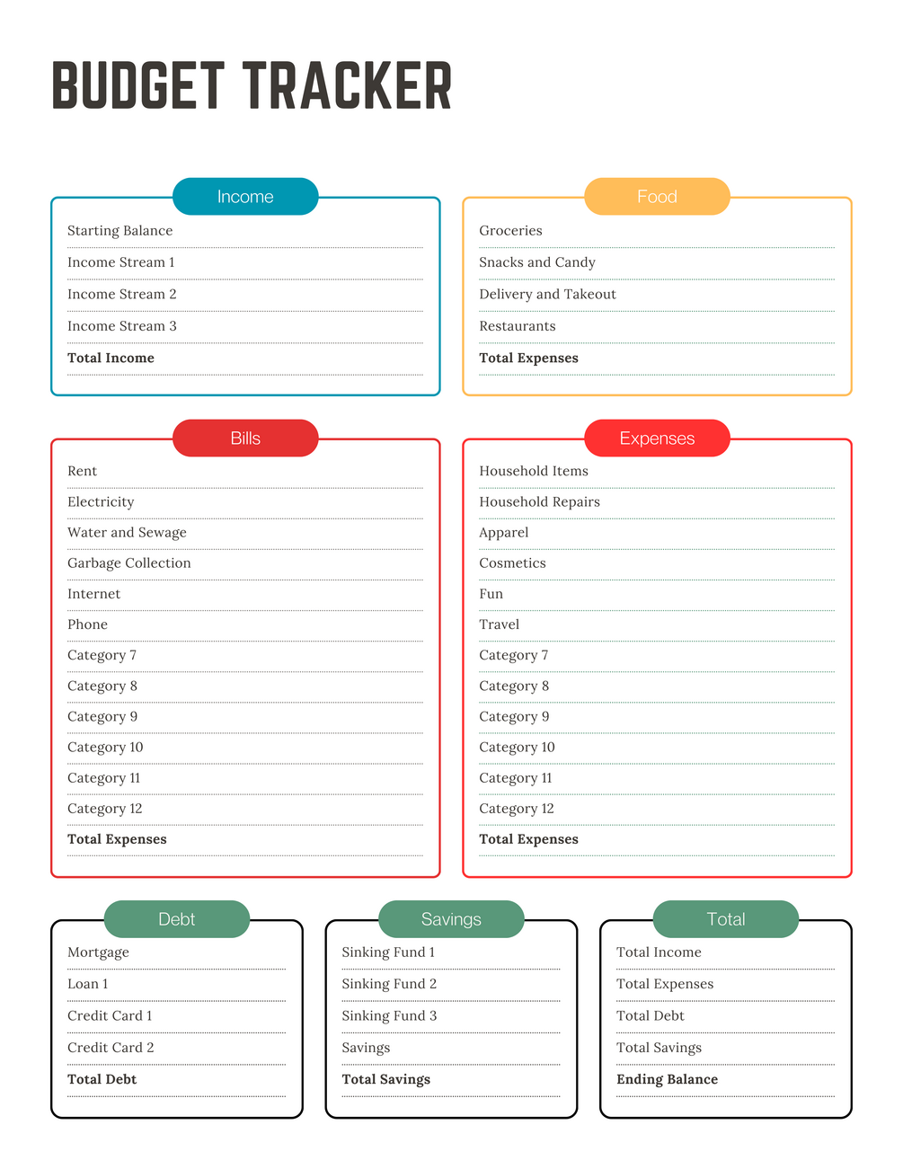 Smart Budget Tracker - 6 Elegant Designs