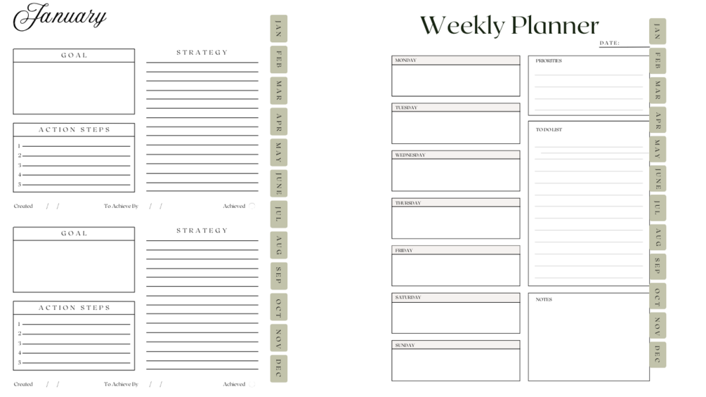 Digital Planner Undated | Planner, Digital Calendar, Weekly, Monthly ...