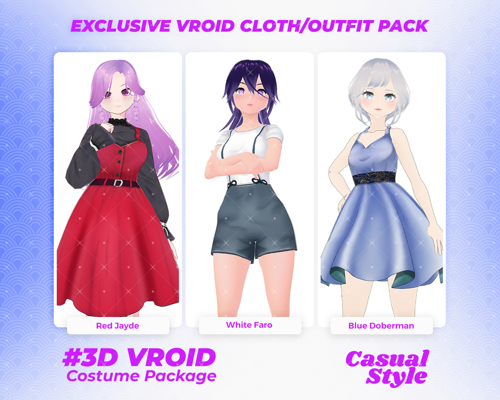 VRoid Clothing Pack, Clothes, Doll Clothes, 3d, Vroid - Trendy 3-in-1 ...