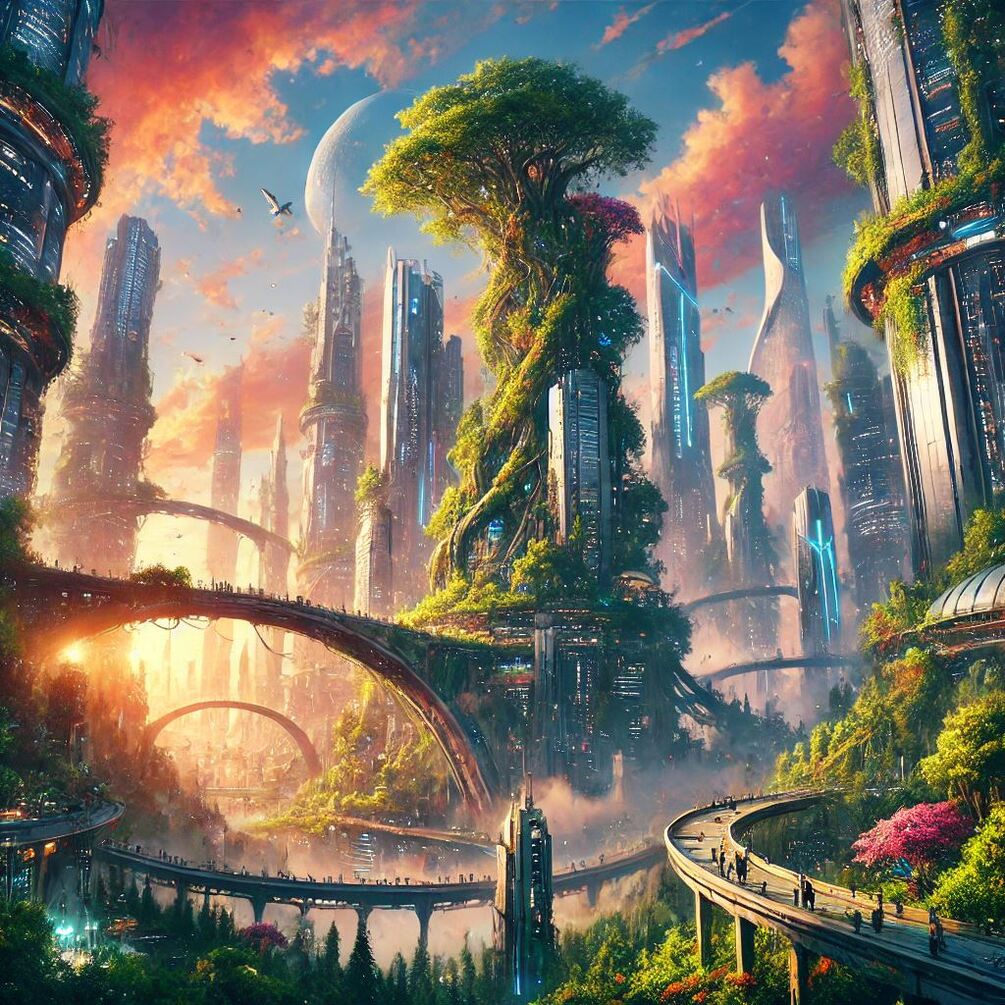 "Futuristic Fusion: Where Nature Meets Technology in a Vibrant Concept ...