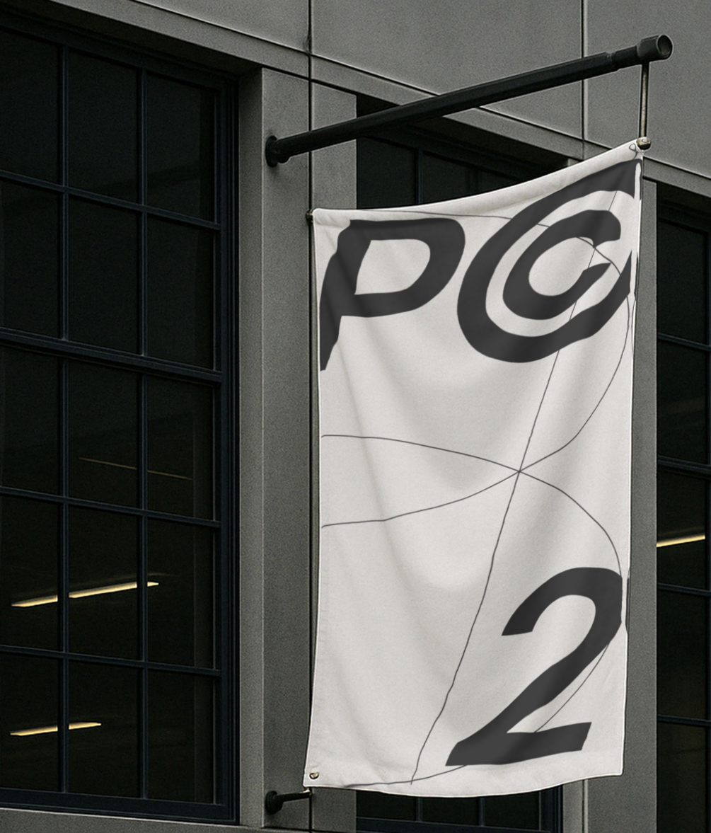 Wall-Mounted Flag Mockup – APOC 2/365 | PSD for Branding Display