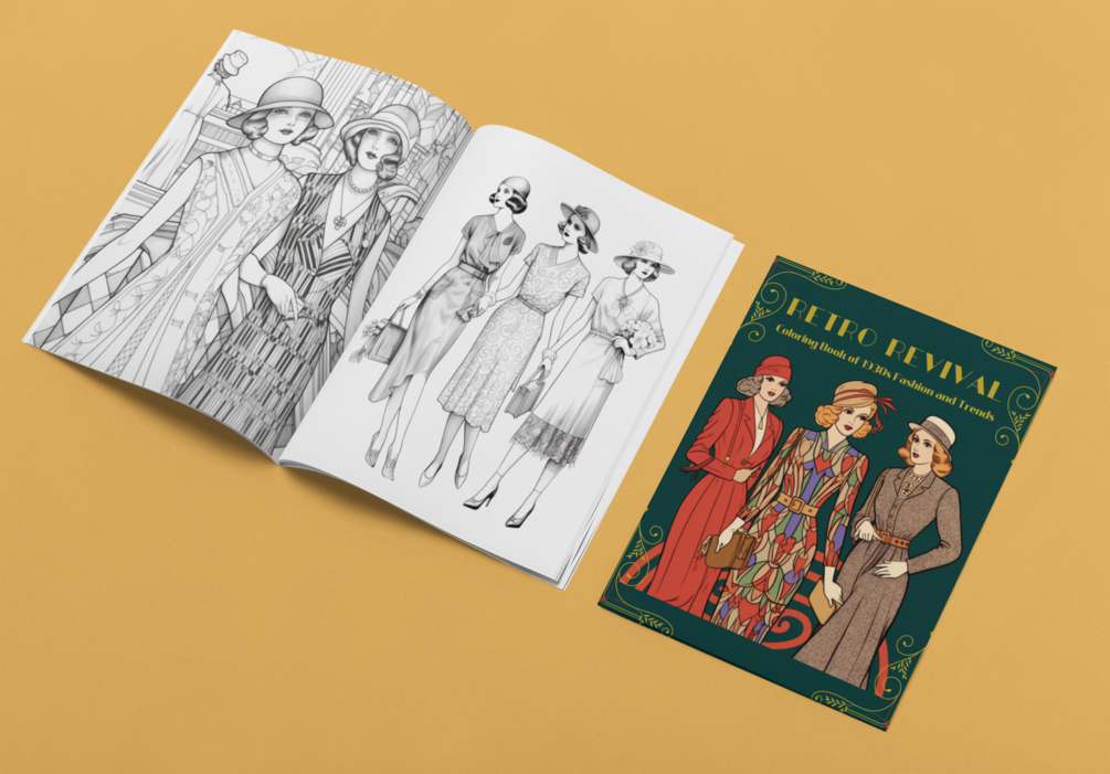 Retro Revival: Coloring Book of 1930s Fashion and Trends
