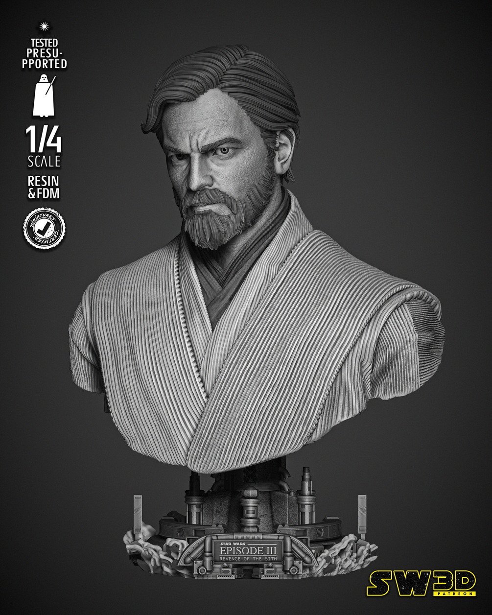 Obi Wan 2024 Portrait Bust - Star Wars 3D Models - Tested and Ready for ...
