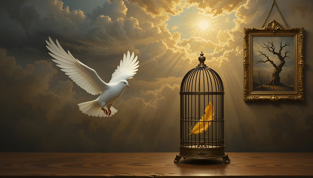 Art Digital Oil Painting white dove presents a sense of freedom of hope