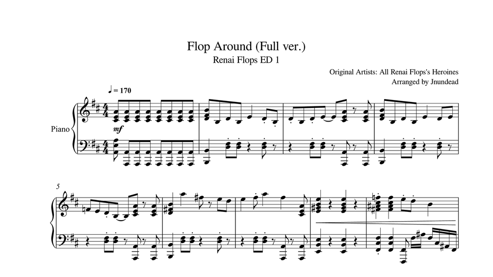 [Renai Flops ED 1] Flop Around (Full ver.) Piano Arrangement