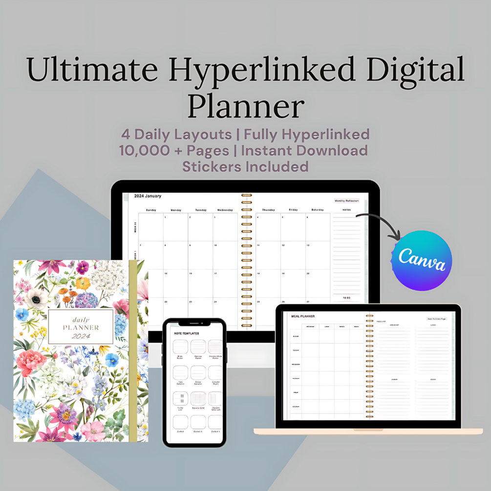 Hyperlinked Digital Planner Customizable Daily, Weekly, and Monthly ...