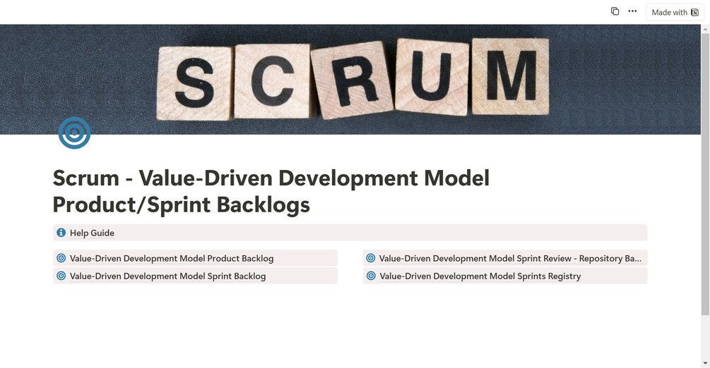 Scrum - Value-Driven Development Model Product/Sprint Backlogs