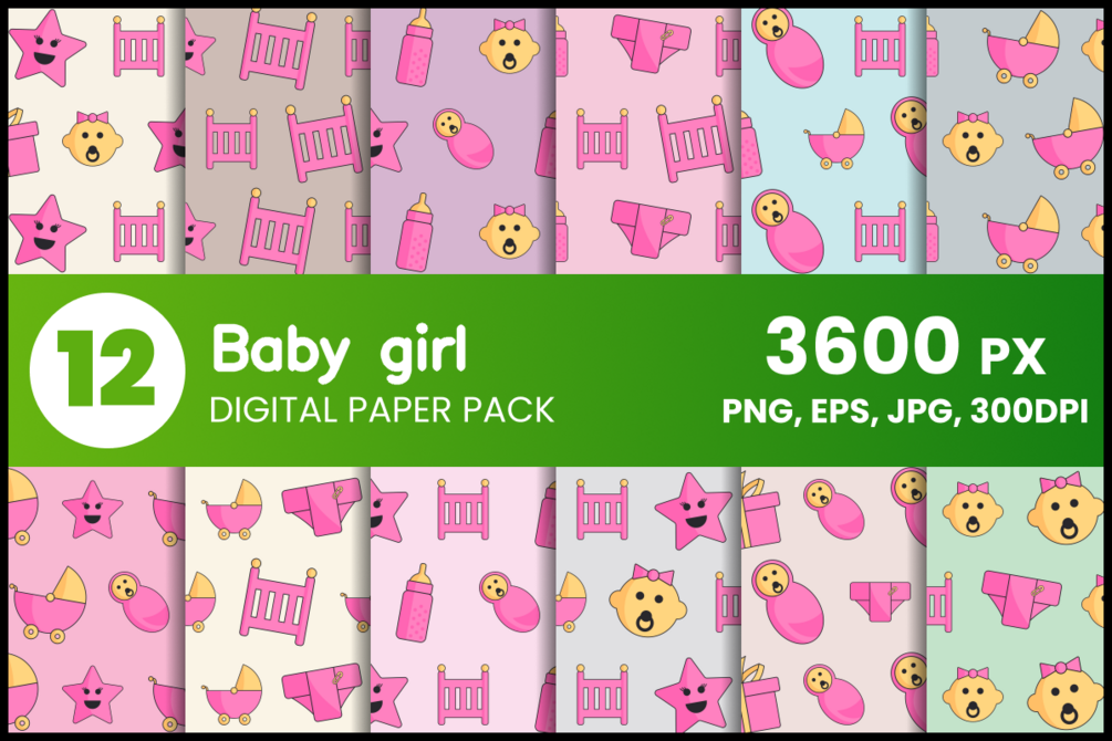 Baby girl 12 Digital Paper Set