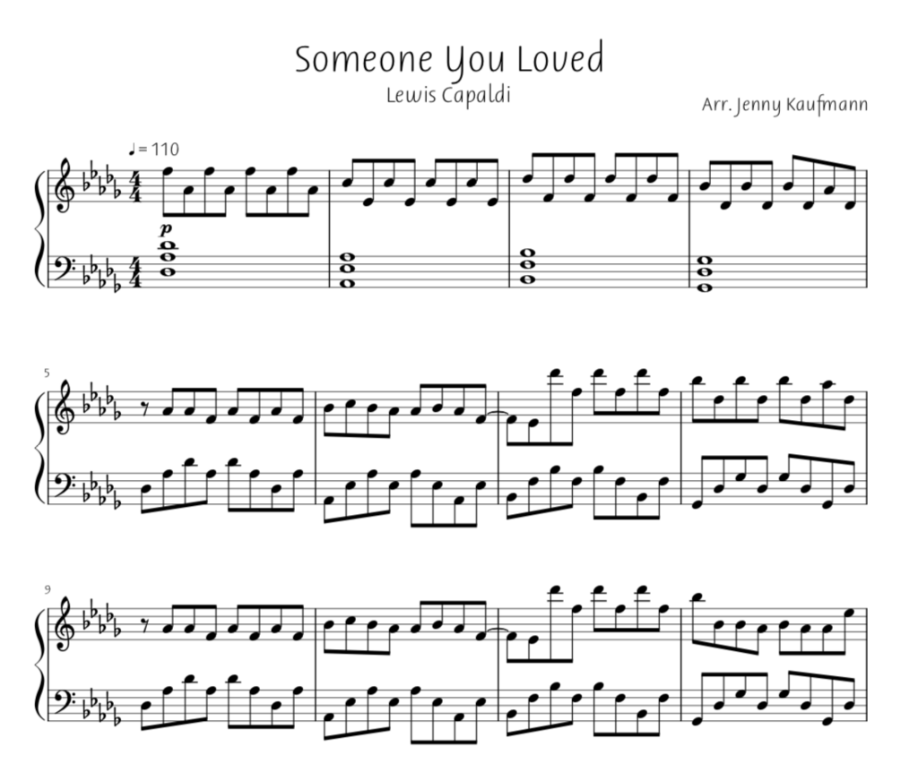 Lewis Capaldi - Someone You Loved (PIANO SHEET MUSIC)