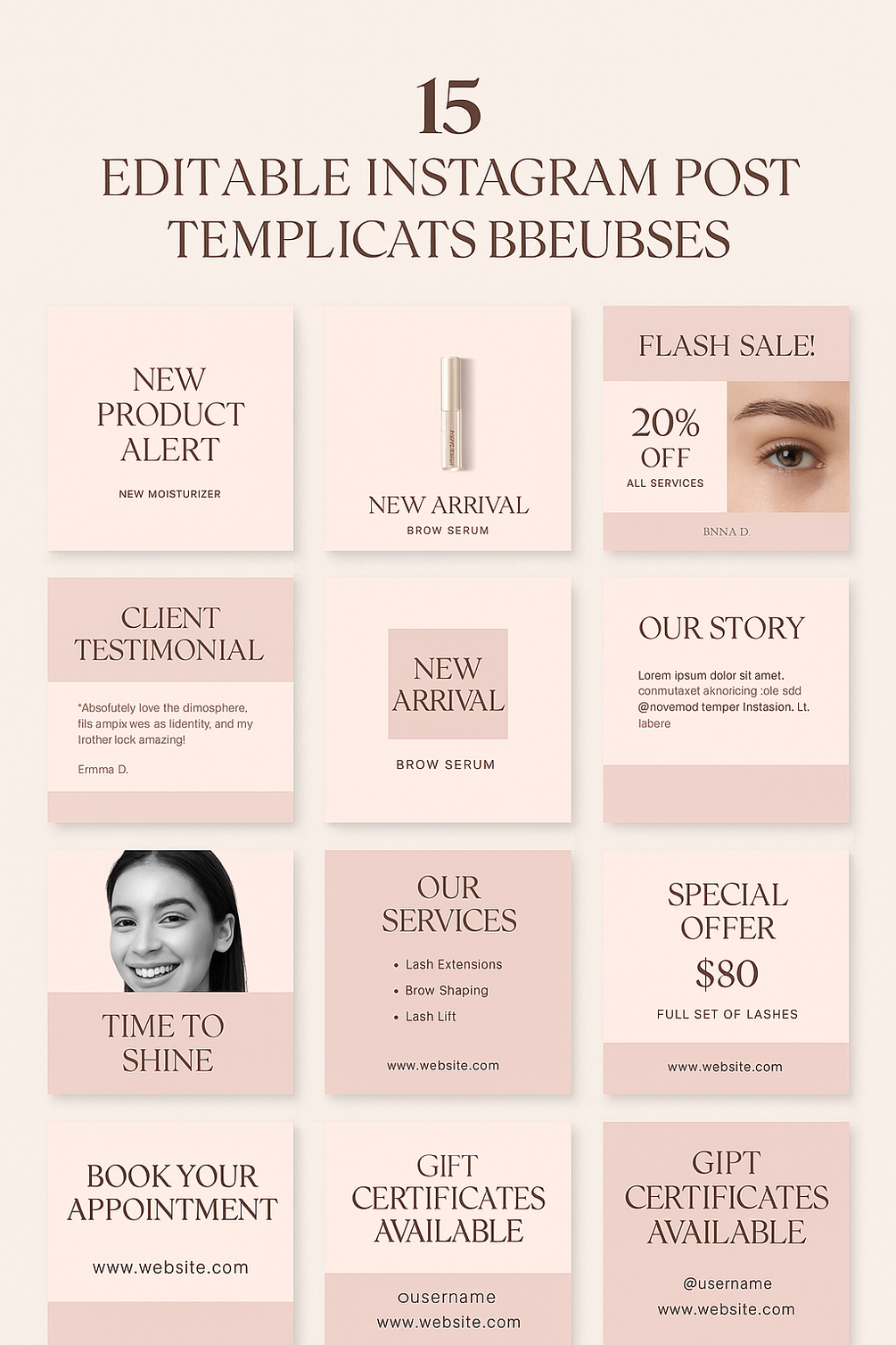 15 Instagram Templates for Beauty Businesses (Canva Editable)