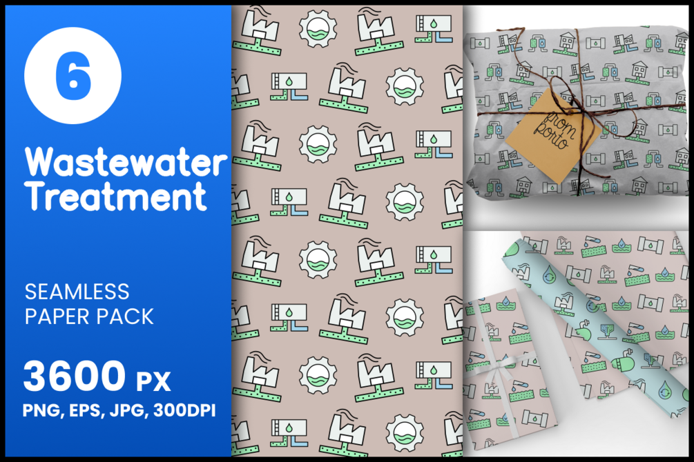 Wastewater Treatment 6 Seamless Patterns