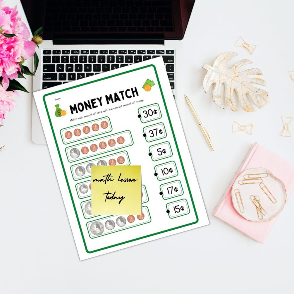 Money Match Worksheet – Coin Identification & Counting Practice for ...