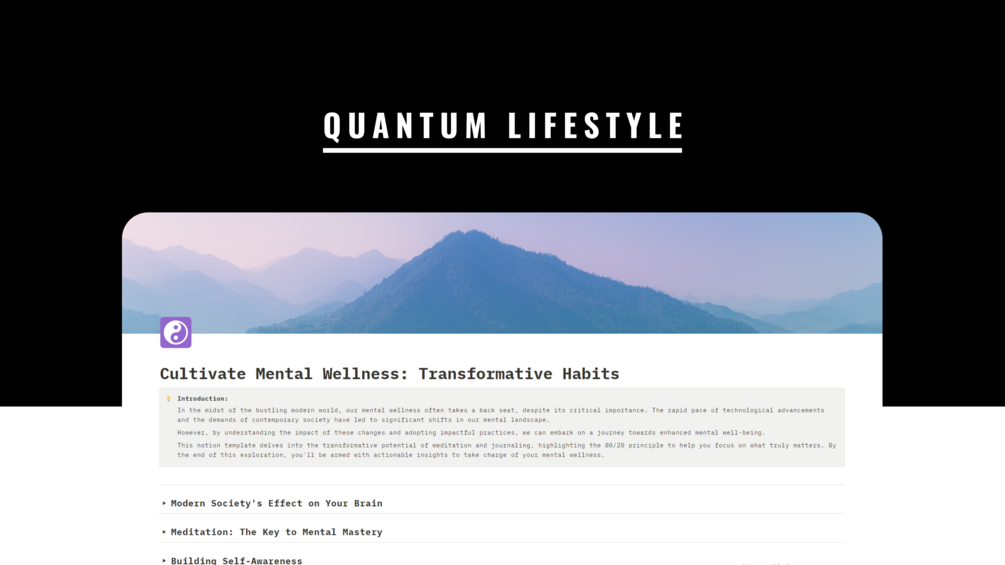 Cultivate Mental Wellness: Transformative Habits