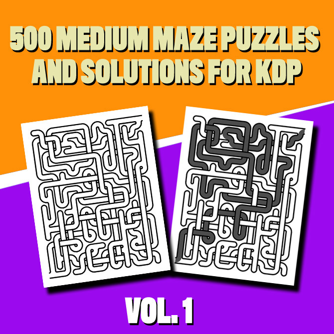 500 Medium Level Maze Puzzles with 500 Solutions KDP Interior Pages Vol. 1