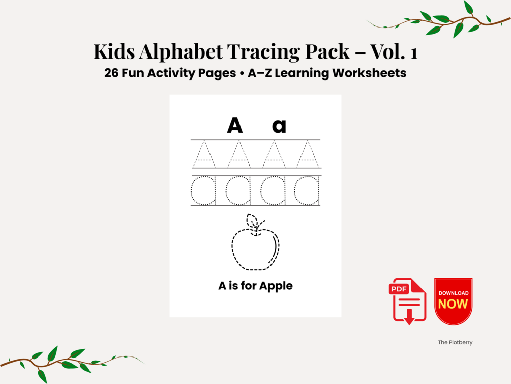 Kids Alphabet Tracing Pack – A–Z Printable Worksheets (Vol. 1)