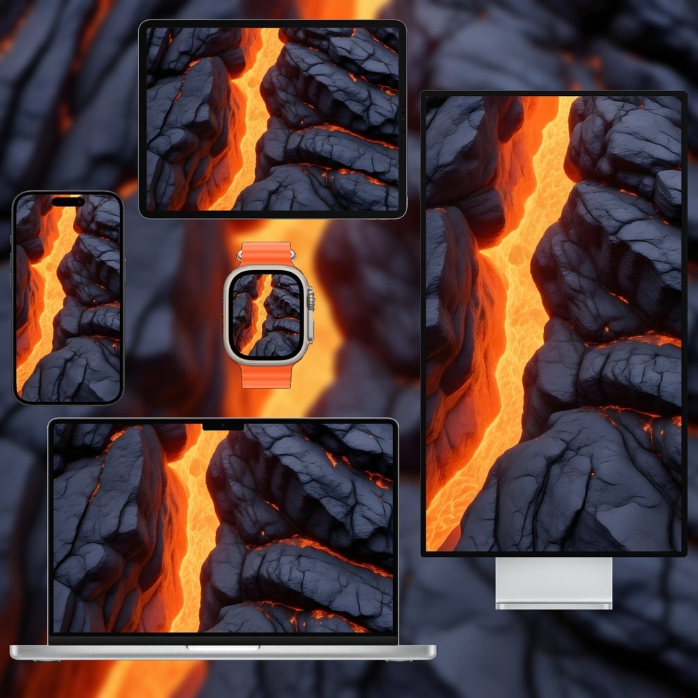 Close-Up Molten Lava Cracks Digital Artwork – Intense Glowing Heat and ...