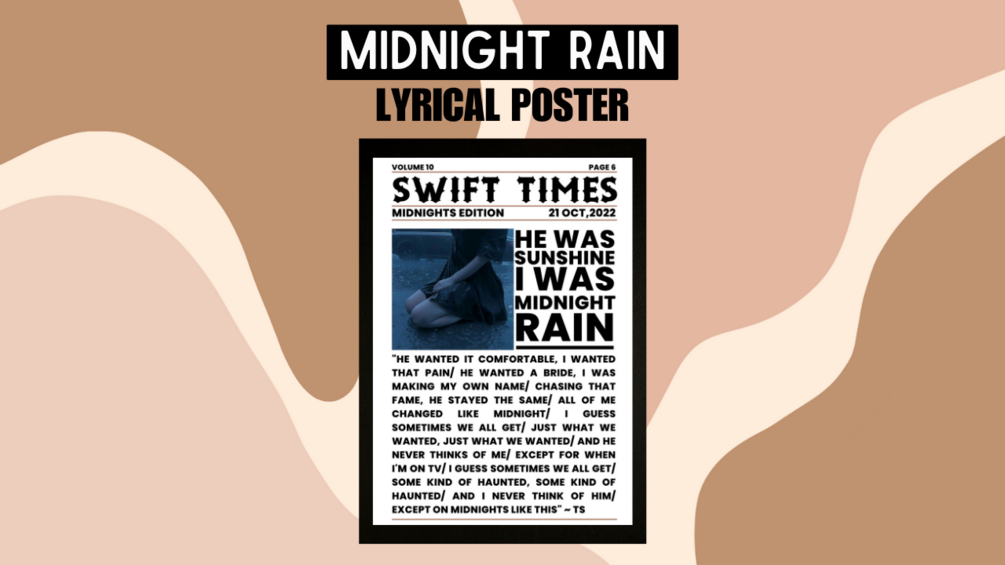 Taylor Swift Midnight Rain lyrical Poster