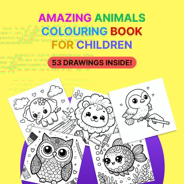 Amazing Animals Colouring Book for children (Caterpillar On Leaf)
