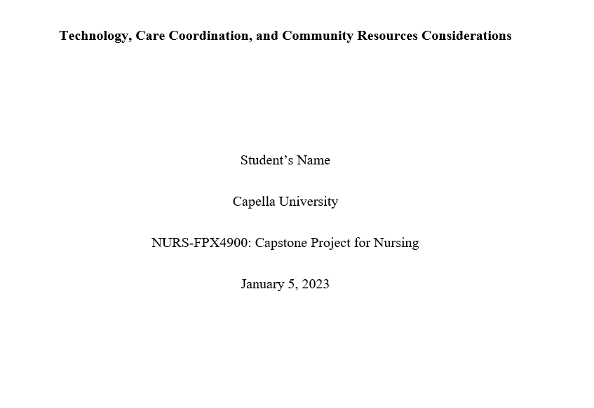 Solution -NURS-FPX4900: Capstone Project for Nursing