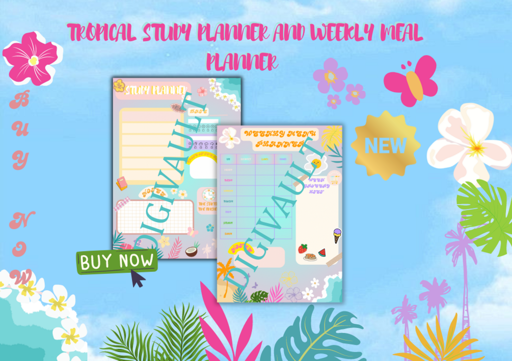 Tropical Theme Planners | Study & Meal Planner | PDF
