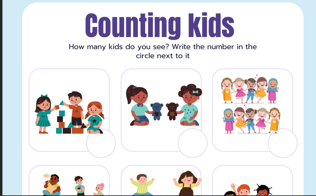 Pre-K Counting Practice Worksheet (5 Pages)