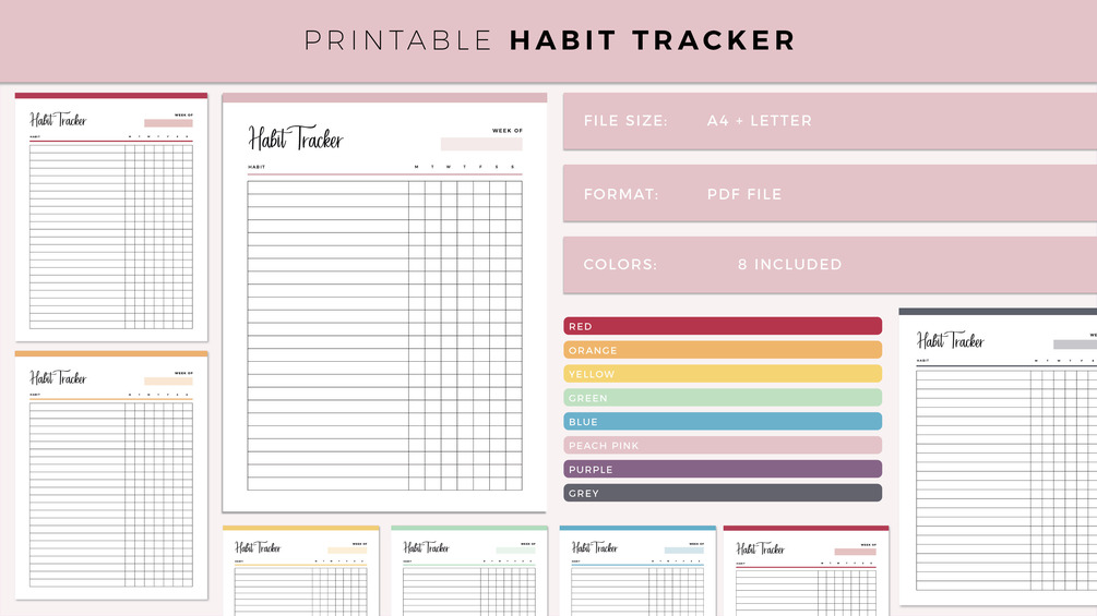 Printable Habit Tracker | Daily Habit Checklist | A4 and Letter Size
