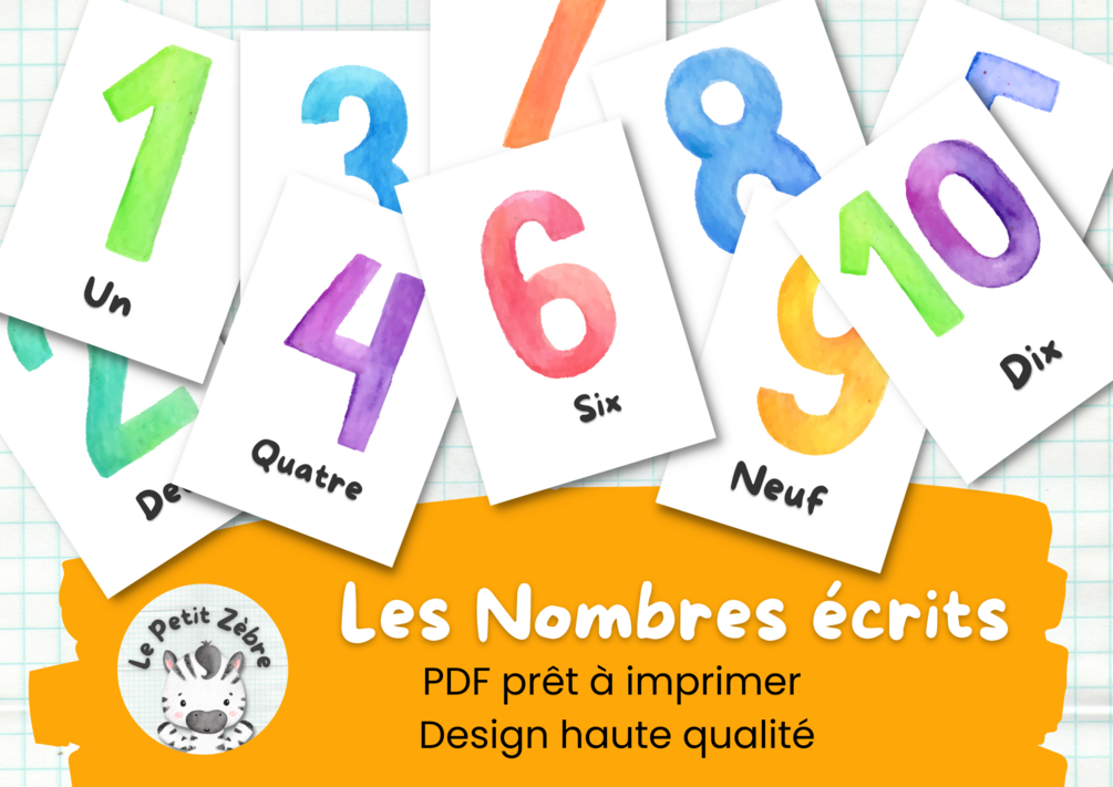 10 CARTES EDUCATIVES NOMBRES ET MOTS