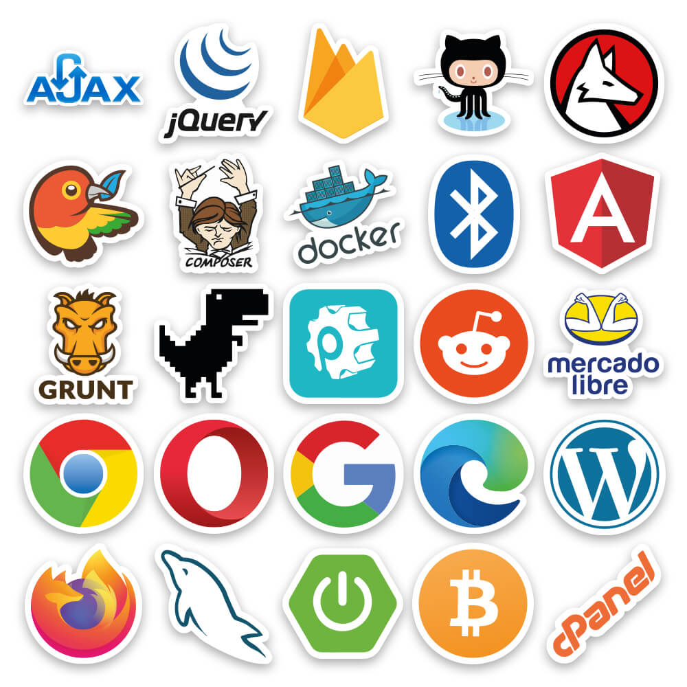 Pack de 50 stickers para programadores
