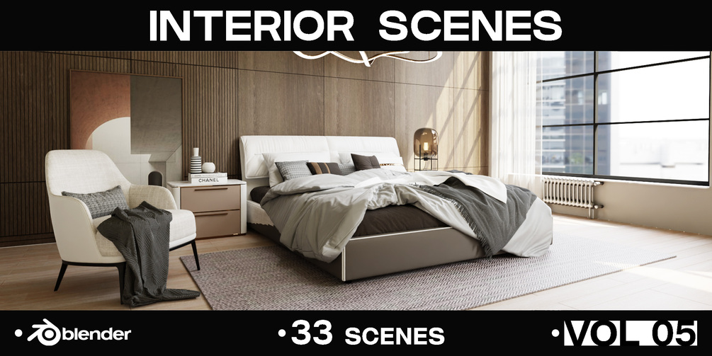 Interior Scenes VOL 05 | Blender | Arch viz | 3D furniture