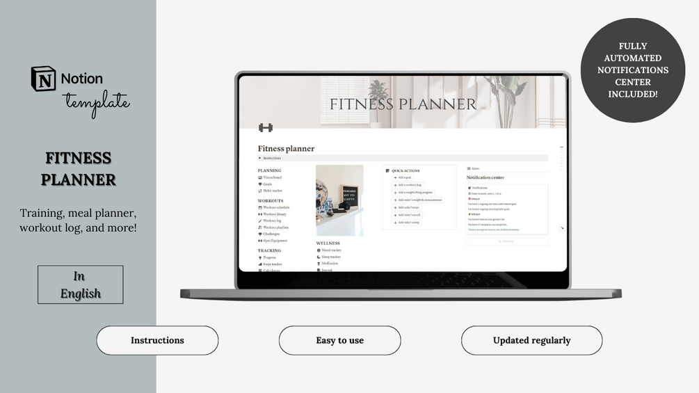 Notion template Fitness Planner