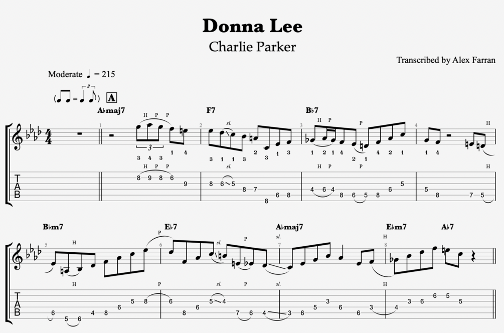Donna Lee by Charlie Parker - full melody and chords study!