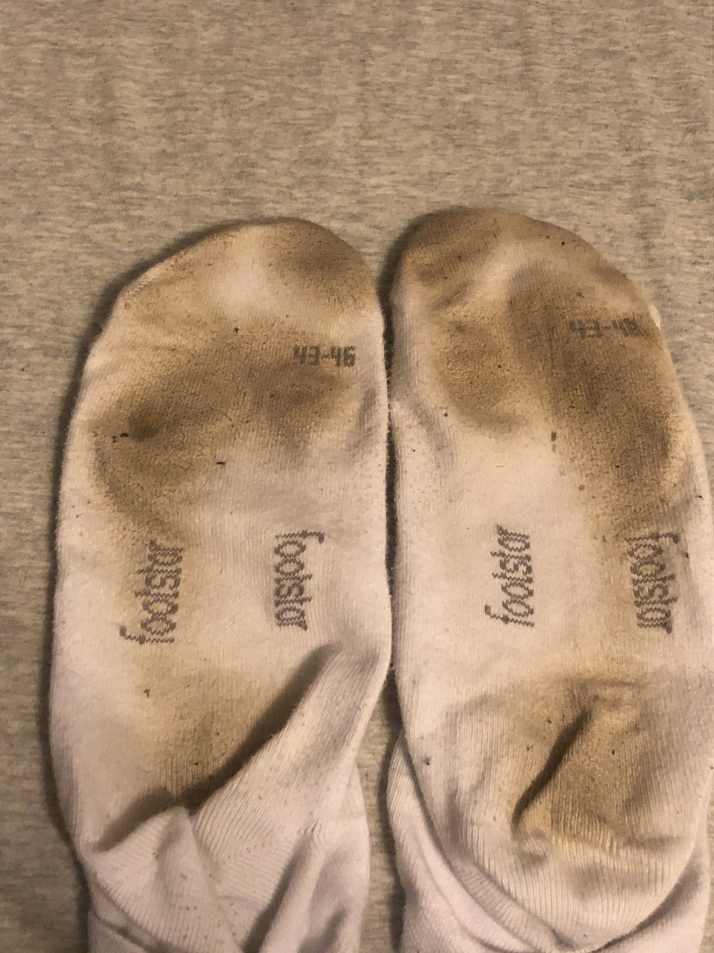 Dirty used white Socks 6 Days