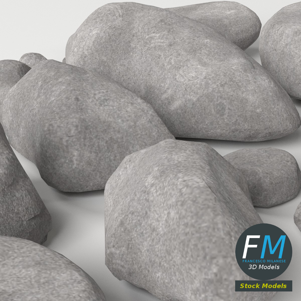 3D MODEL - Pebbles and stones set