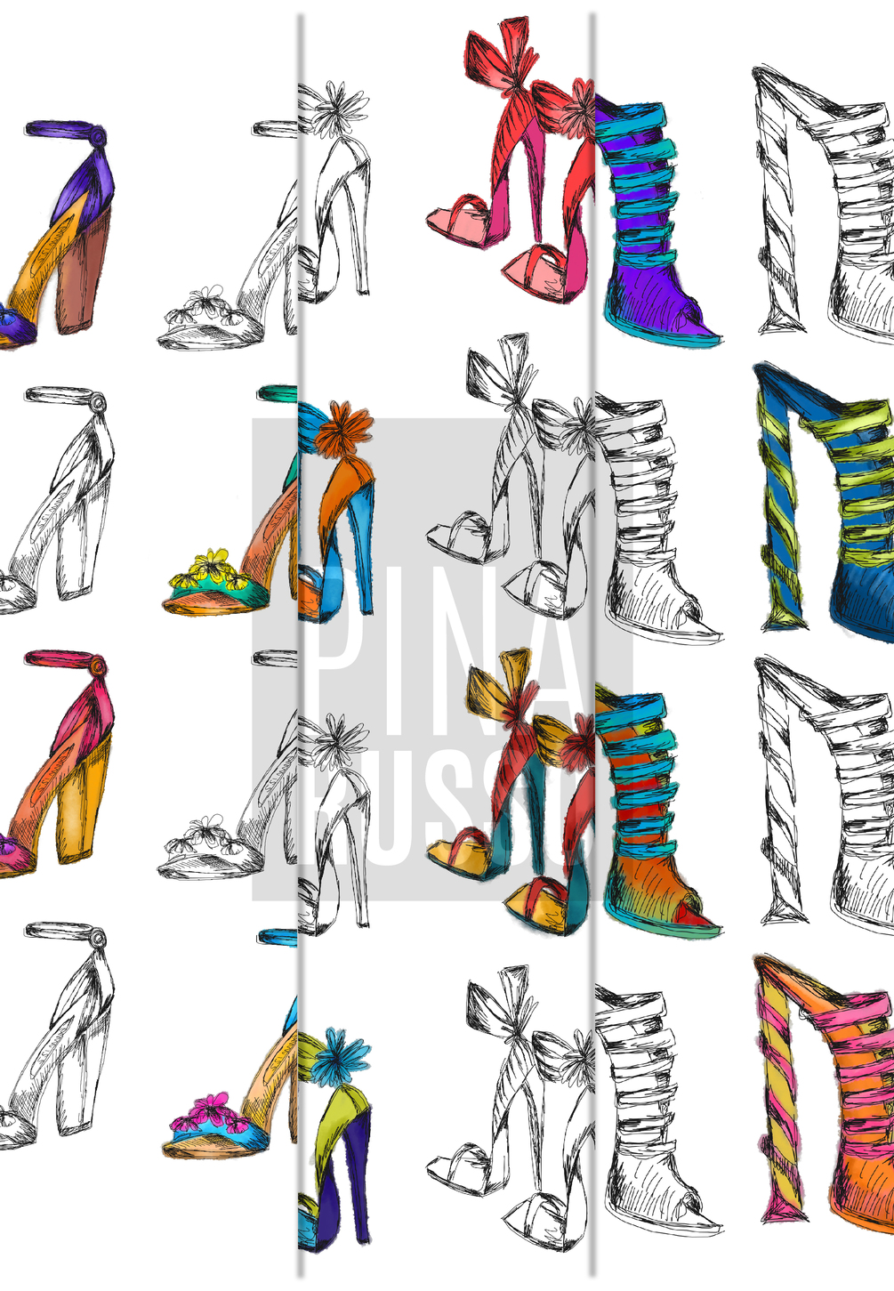 Bundle/ Rita, Giovanna, and Alessia Shoes, Repeating Pattern, Digital ...