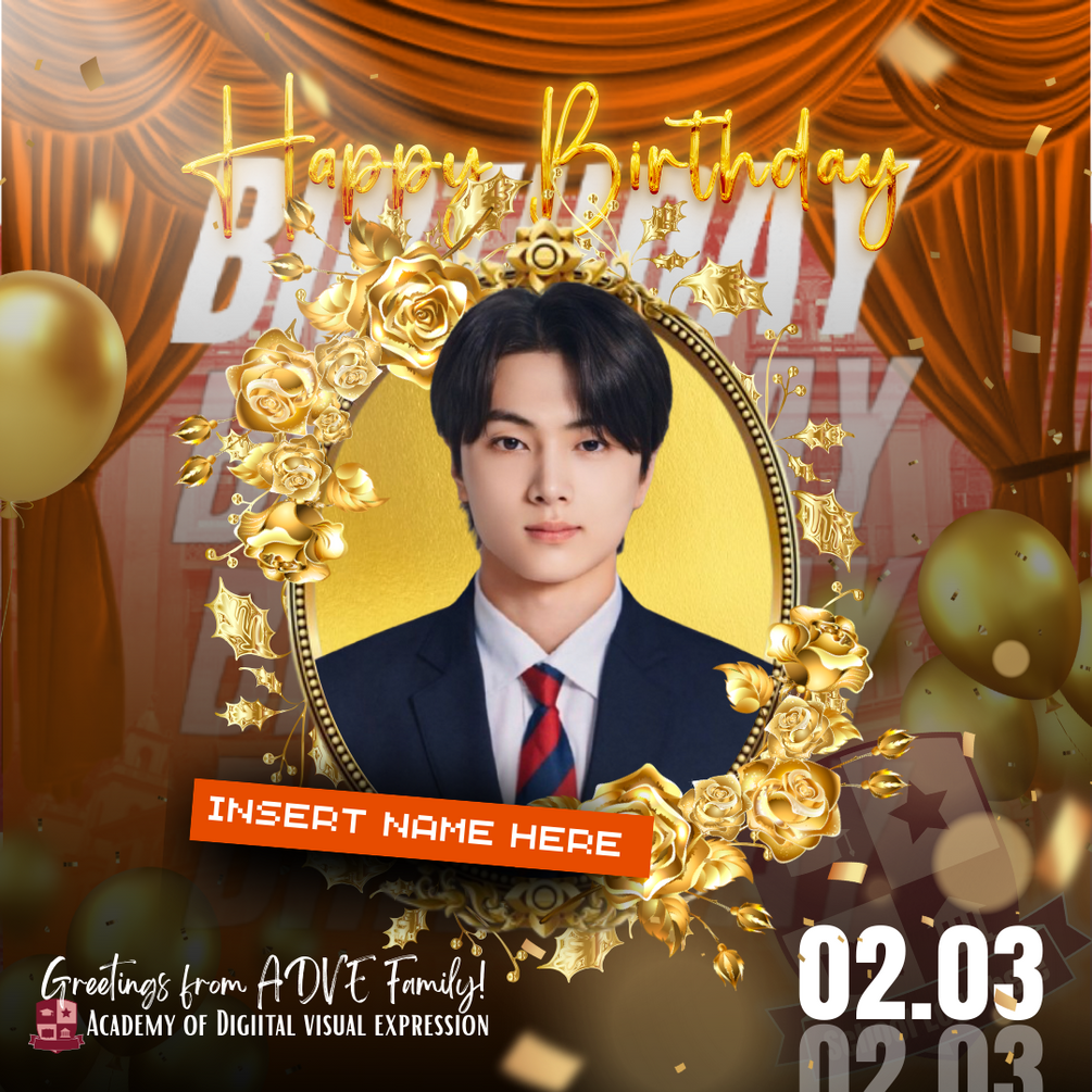 Editable Birthday Poster Template | Orange & Gold Theme