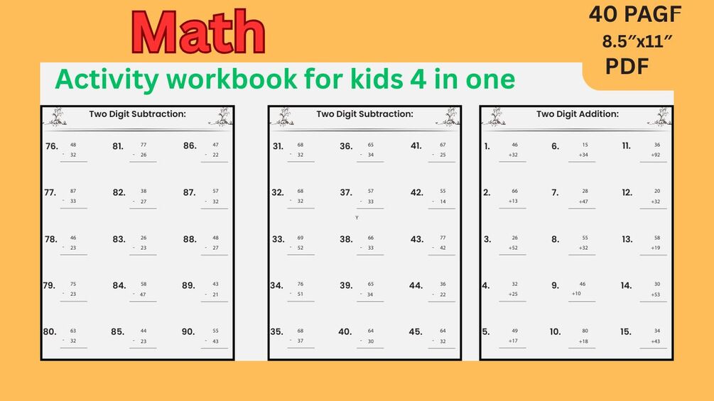 Math Activity workbook for kids 4 in one