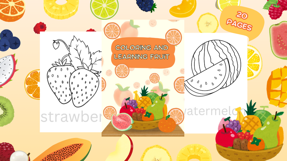 coloring and learning fruit , kids book