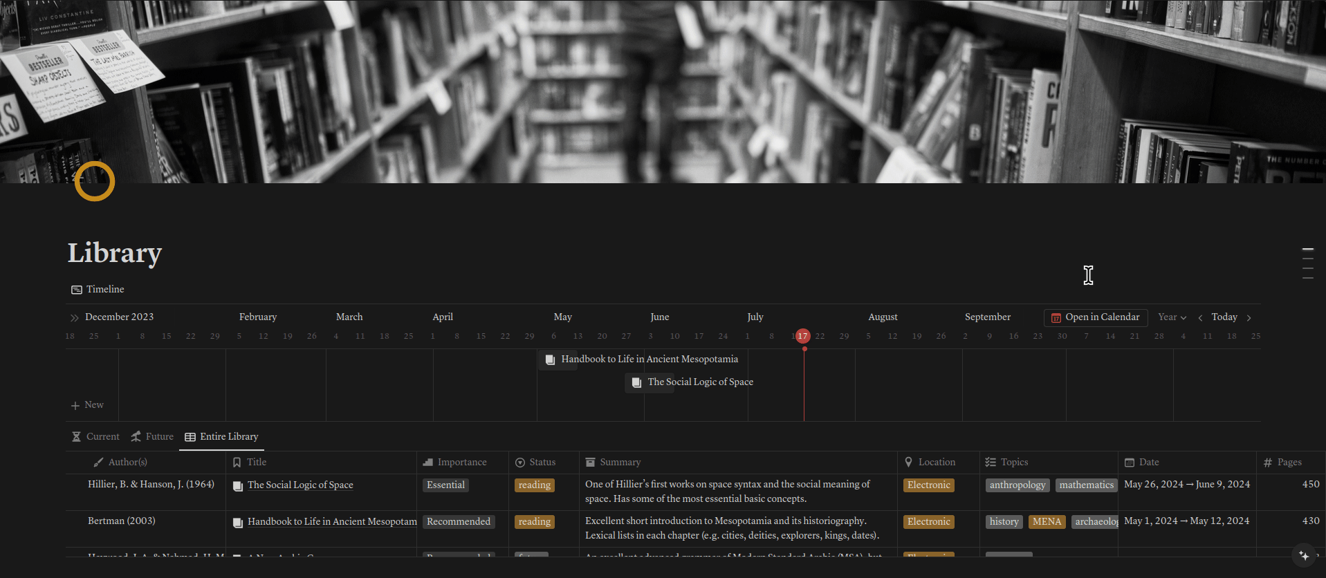 A Precisely Infinite Notion Library for Books, Reviews & Articles
